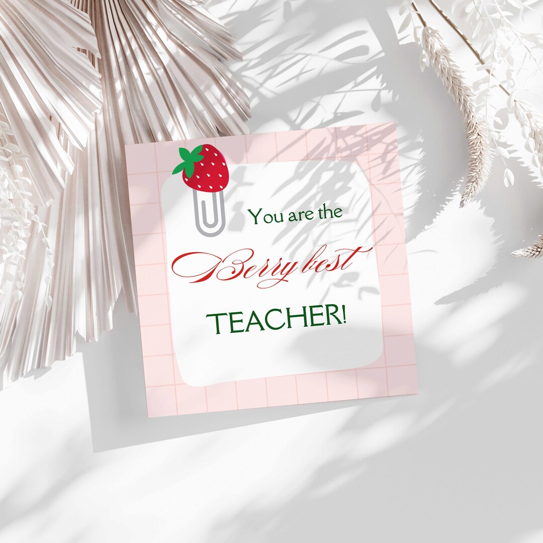 Printable Berry Best Teacher Gift Tag Teacher Appreciation Gift Tag ...