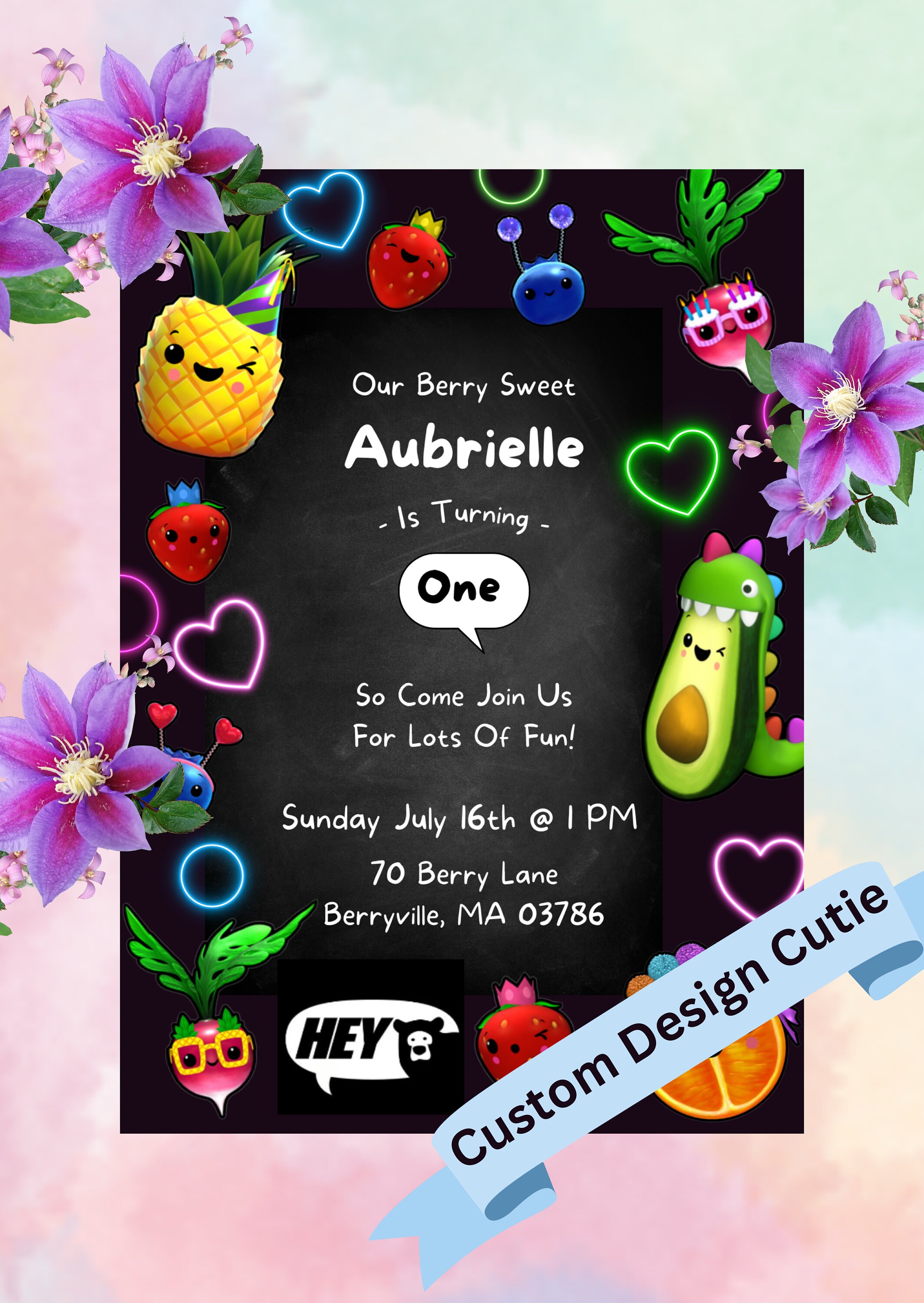 Hey Bear Birthday Invitation Digital Download - Etsy