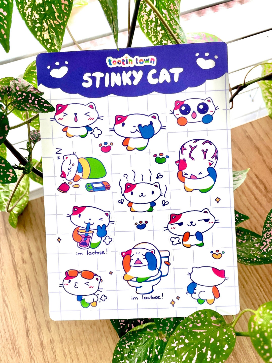 Stinky Cat Funny Sticker Sheet - Etsy