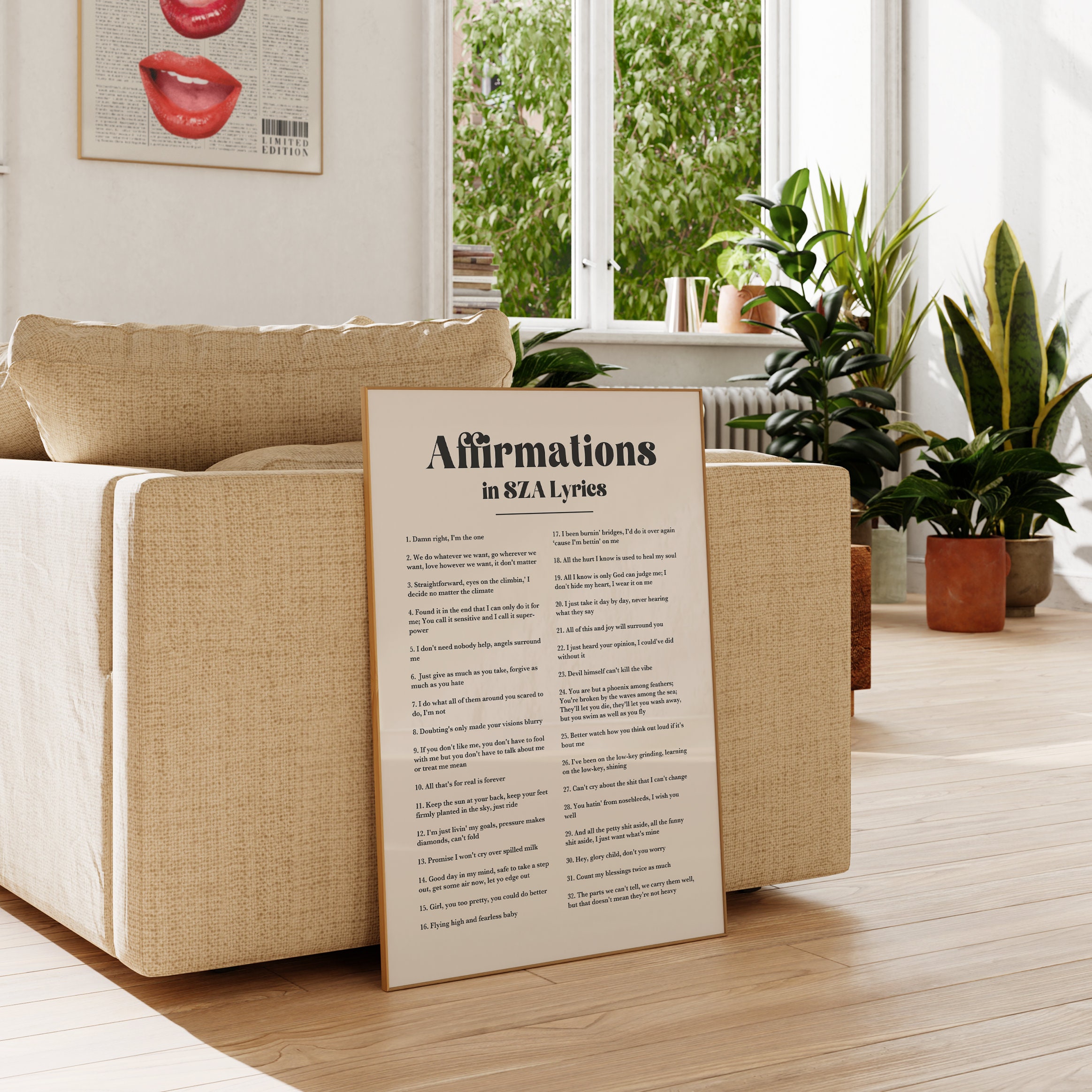 SZA Poster Affirmations in SZA Lyrics SZA Lyrics Print Sza - Etsy UK