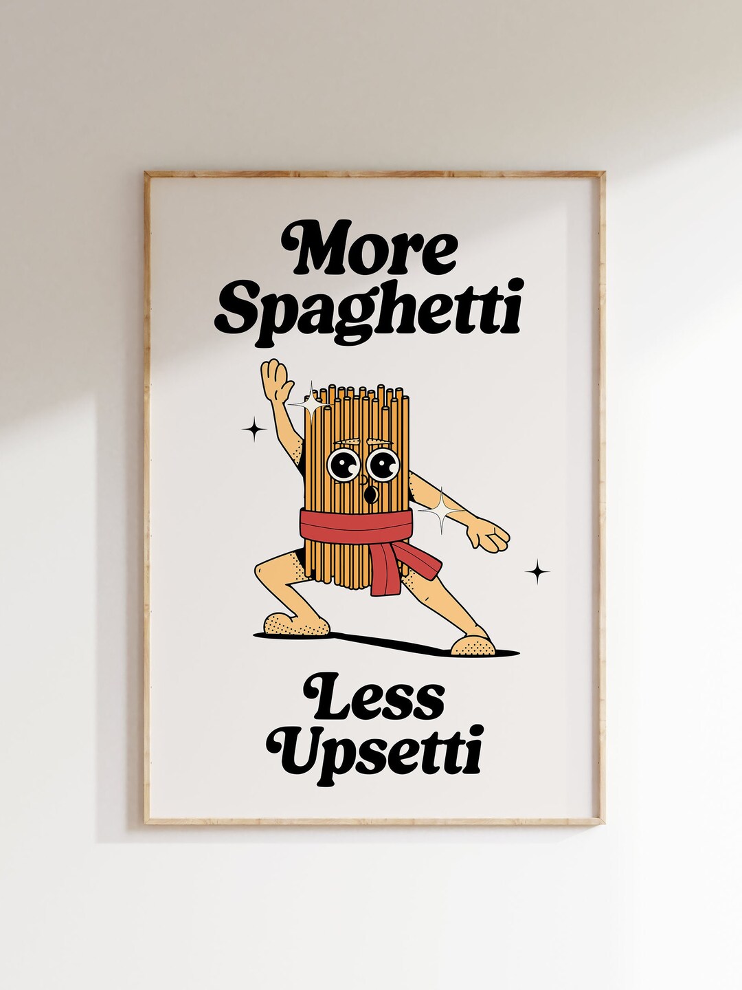 More Spaghetti Less Upsetti Print, Retro Wall Print, Spaghetti Poster ...