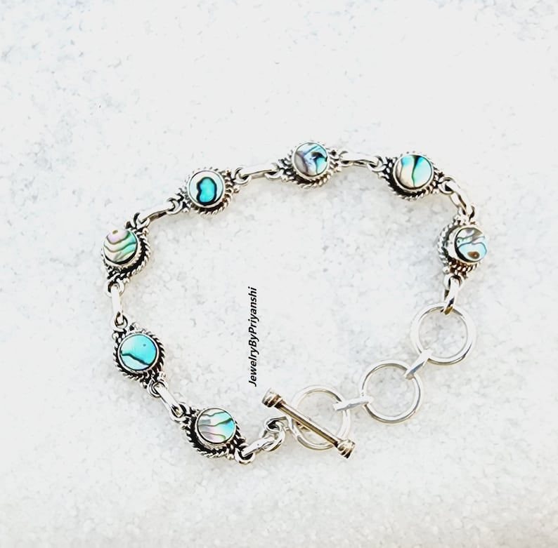 Abalone Shell Bracelet, Abalone Shell Sterling Silver Bracelet, Multi ...