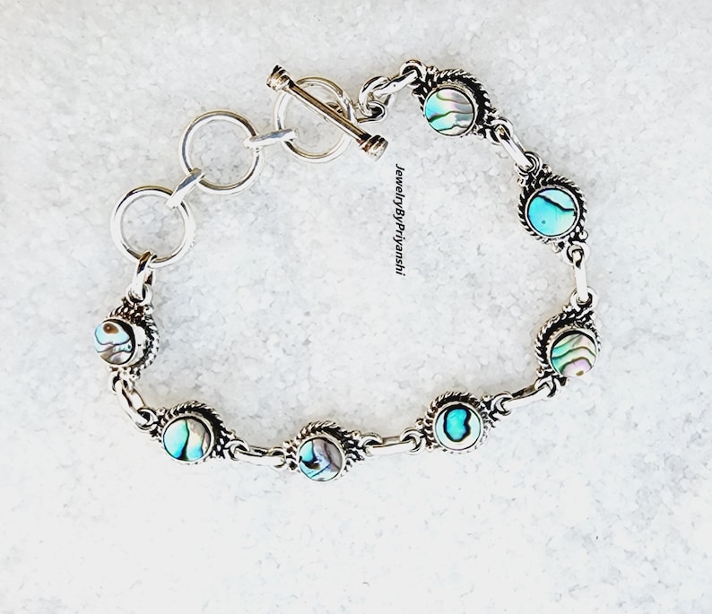 Abalone Shell Bracelet, Abalone Shell Sterling Silver Bracelet, Multi ...