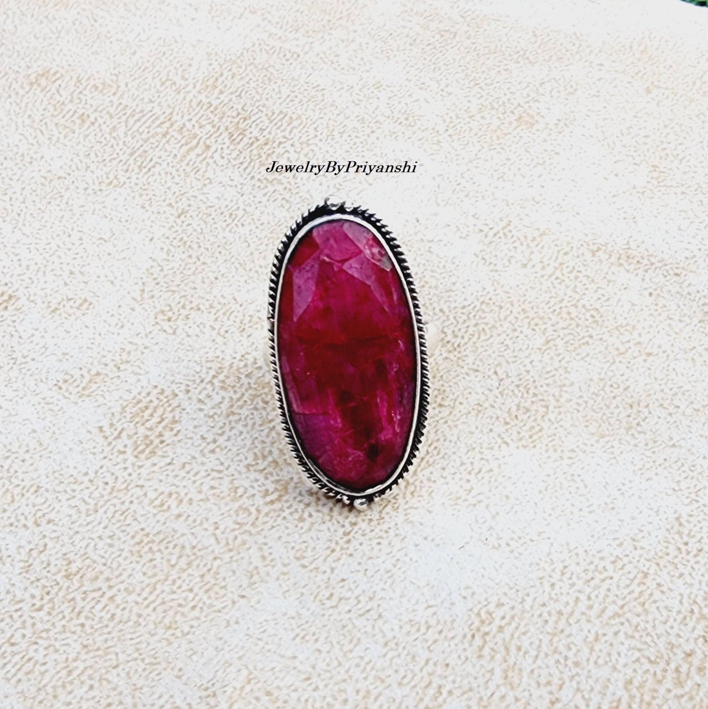 Large Raw Ruby Ring, Beautiful Ruby Ring, 925 Sterling Silver Ring ...