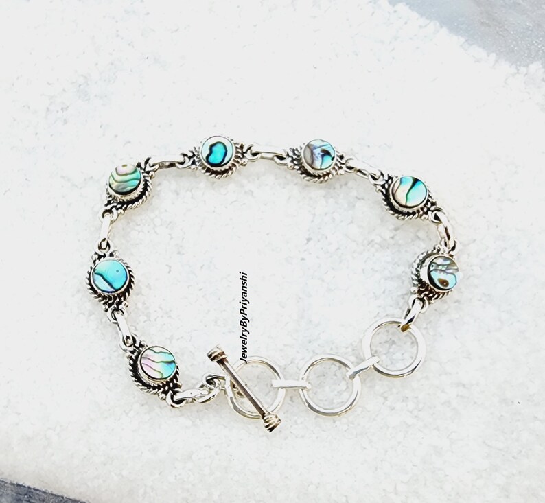 Abalone Shell Bracelet, Abalone Shell Sterling Silver Bracelet, Multi ...