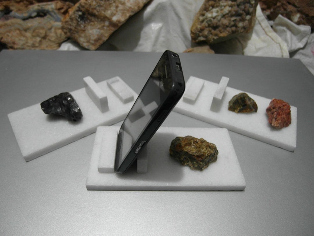 White Marble Phone Stand With Opal : 16x7,5x1 Cm. - Etsy