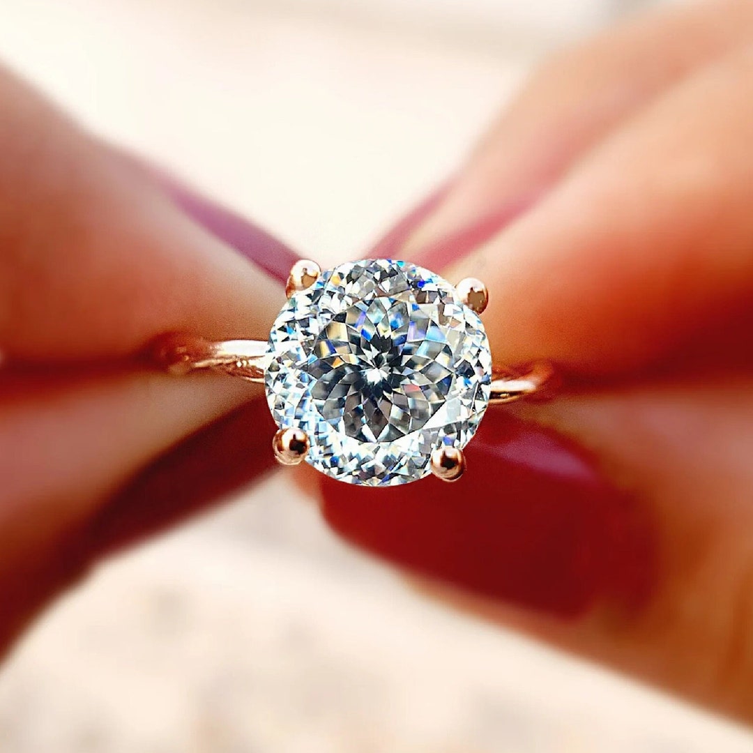 Classic 2CT Portuguese Cut Moissanite Engagement Ring Solitaire Ring ...