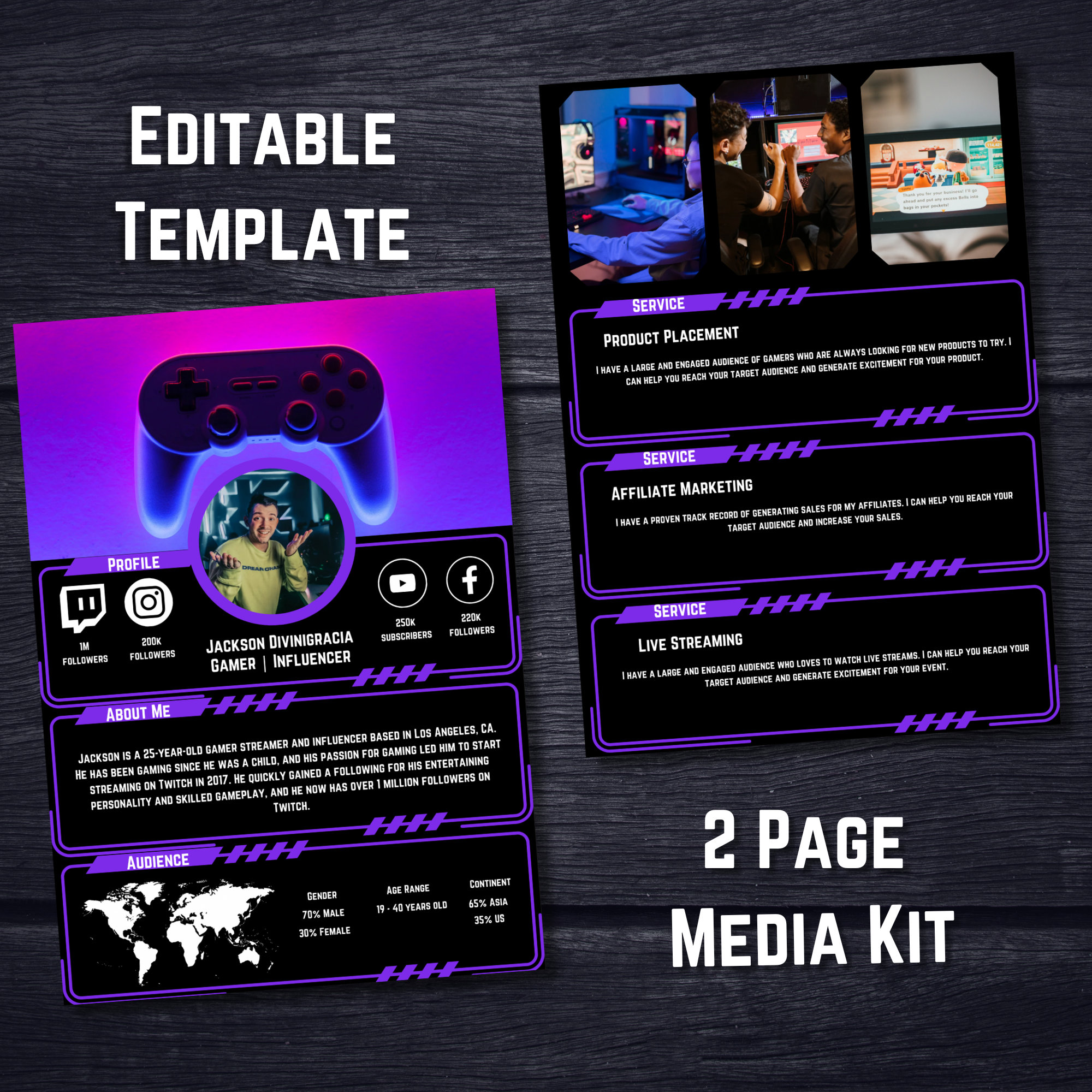 2 Page Media Kit & Rate Card, Gamer Media Kit, Influencer, Content ...