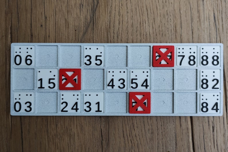 Braille 90 Ball Bingo Card 3x9 3D Printed Single Card/ticket Tactile ...