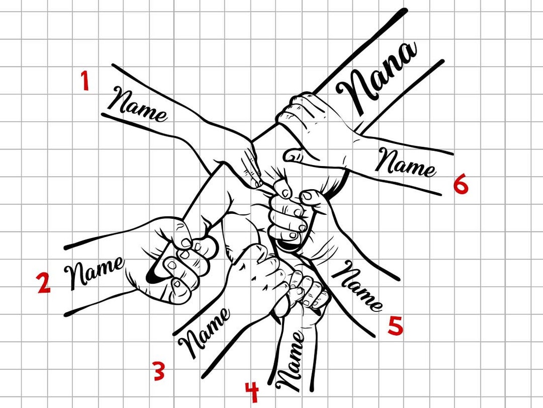 6 Hands Mom, Nana, Gigi and Childs SVG,PNG, Custom Name Hand Kid Names ...