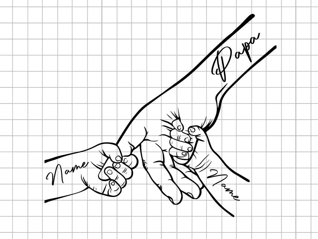 2 Handshands Father and Children SVG,PNG, Custom Name Hand Kid Names ...