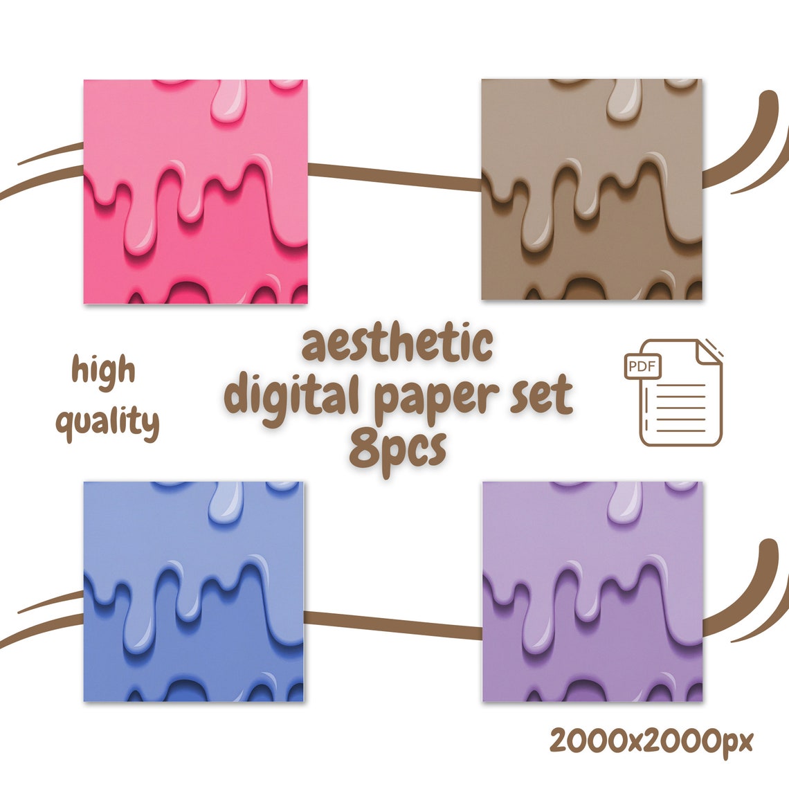 Colorful Aesthetic Printable Digital Paper Set 8 Pcs High - Etsy