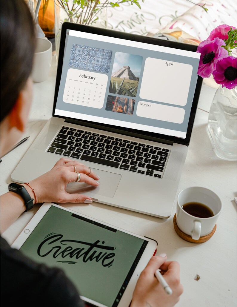 Blue Modern Desktop Wallpaper - Etsy