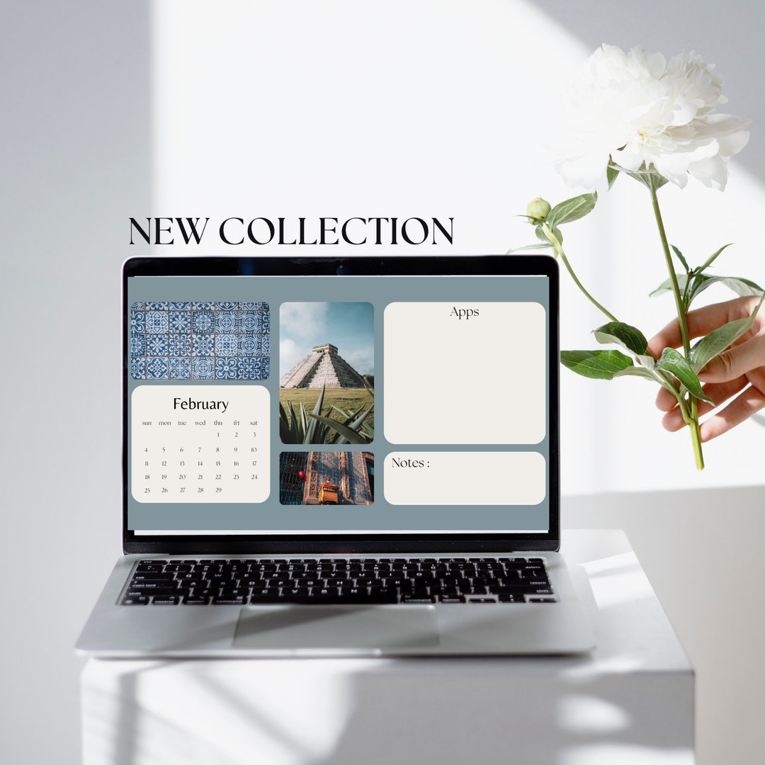 Blue Modern Desktop Wallpaper - Etsy