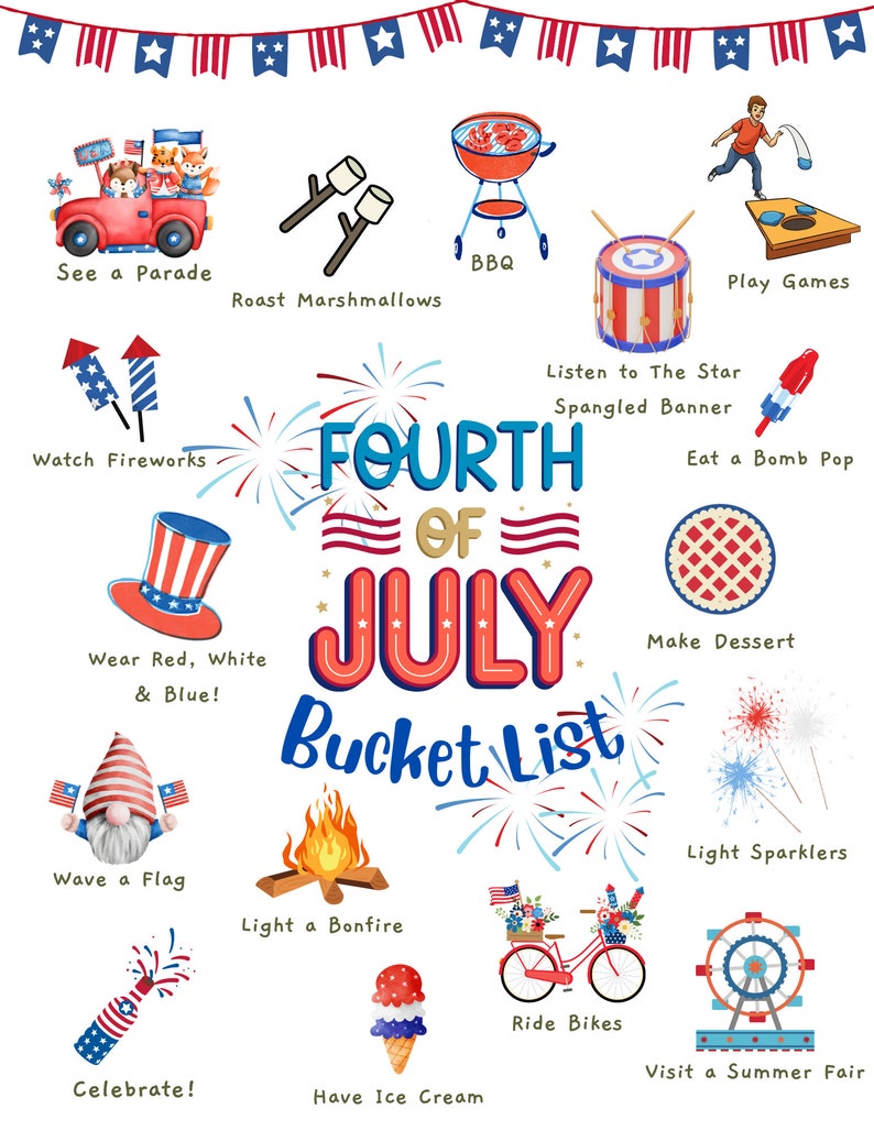 4th of July Bucket List - Etsy