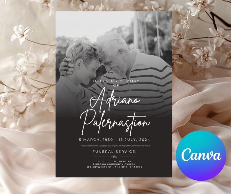 Funeral Invitation Memorial Service Invite Template Funeral Evite ...