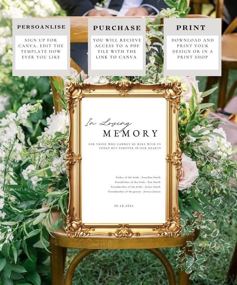 Wedding Memory Sign Reserved Seating Sign Wedding Memory Reserved Sign ...