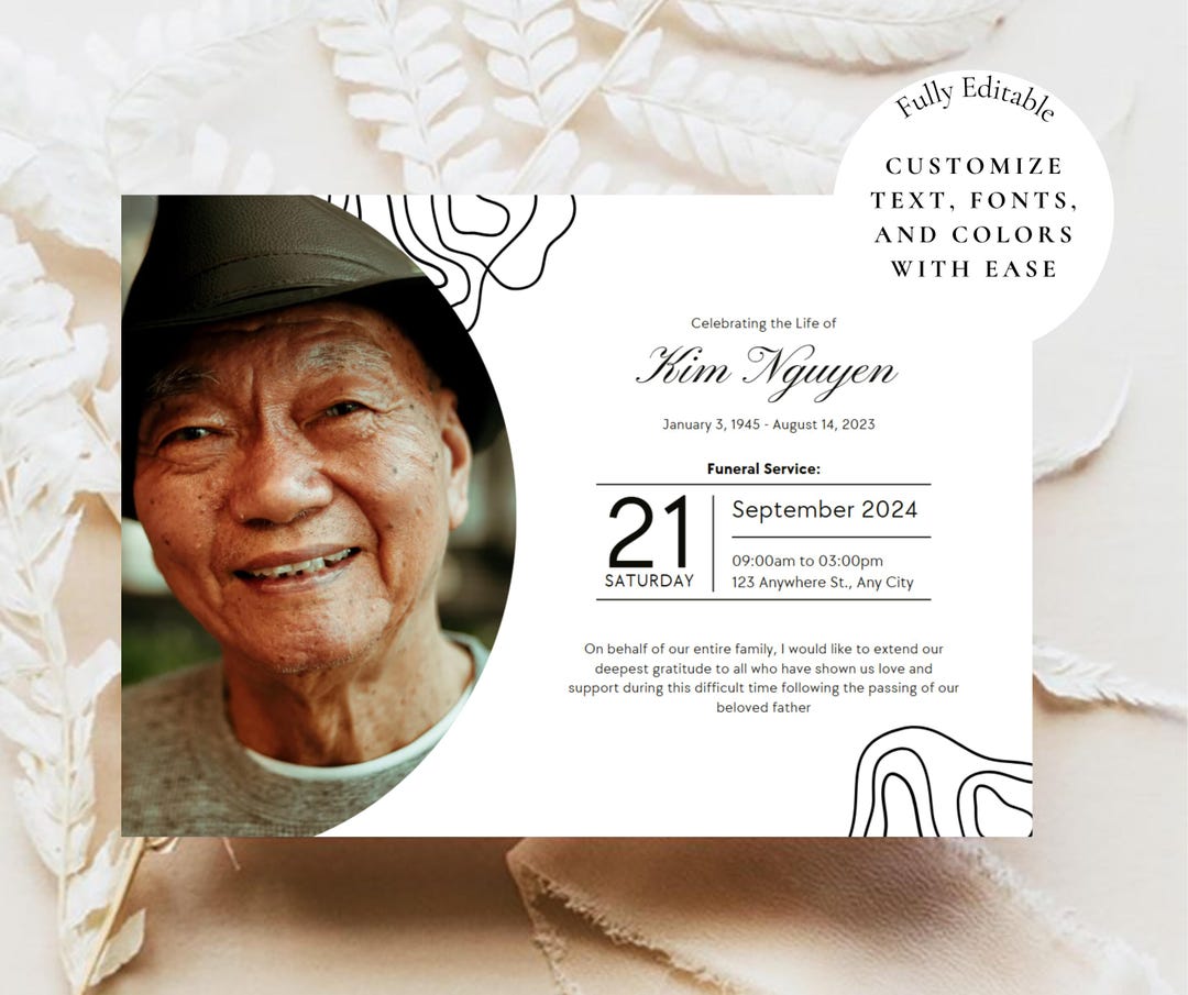 Funeral Invitation Memorial Service Invite Template Funeral Evite ...