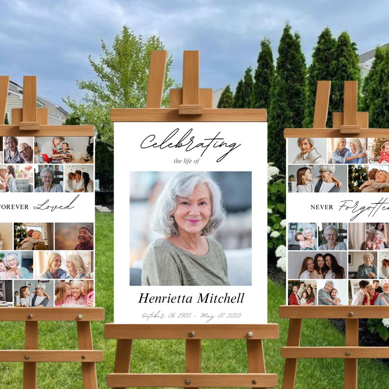 Funeral Welcome Sign Photo Collage Celebration of Life Poster Memorial ...