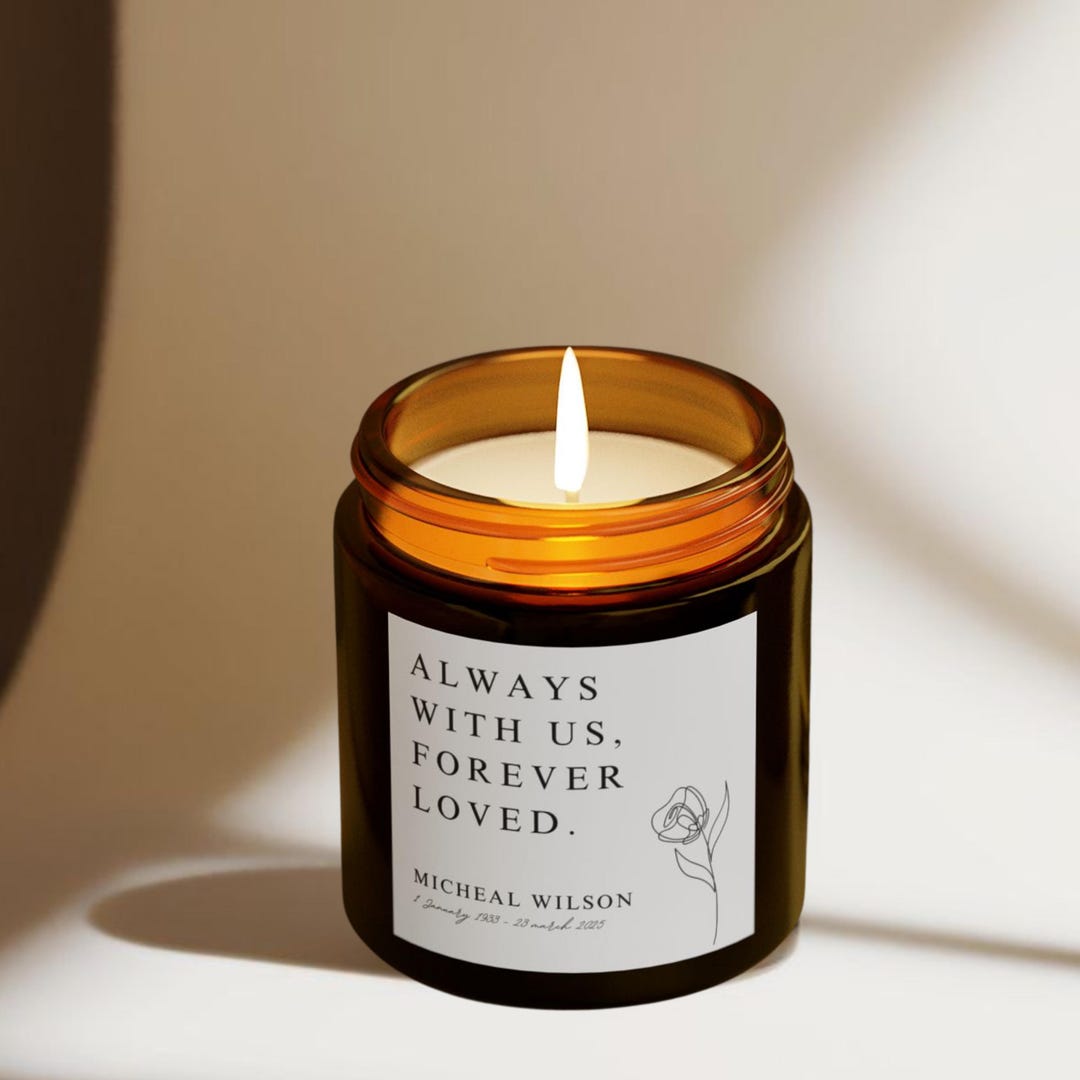 Custom Memorial Candle Sympathy Gift Funeral Favors Celebration of Life ...