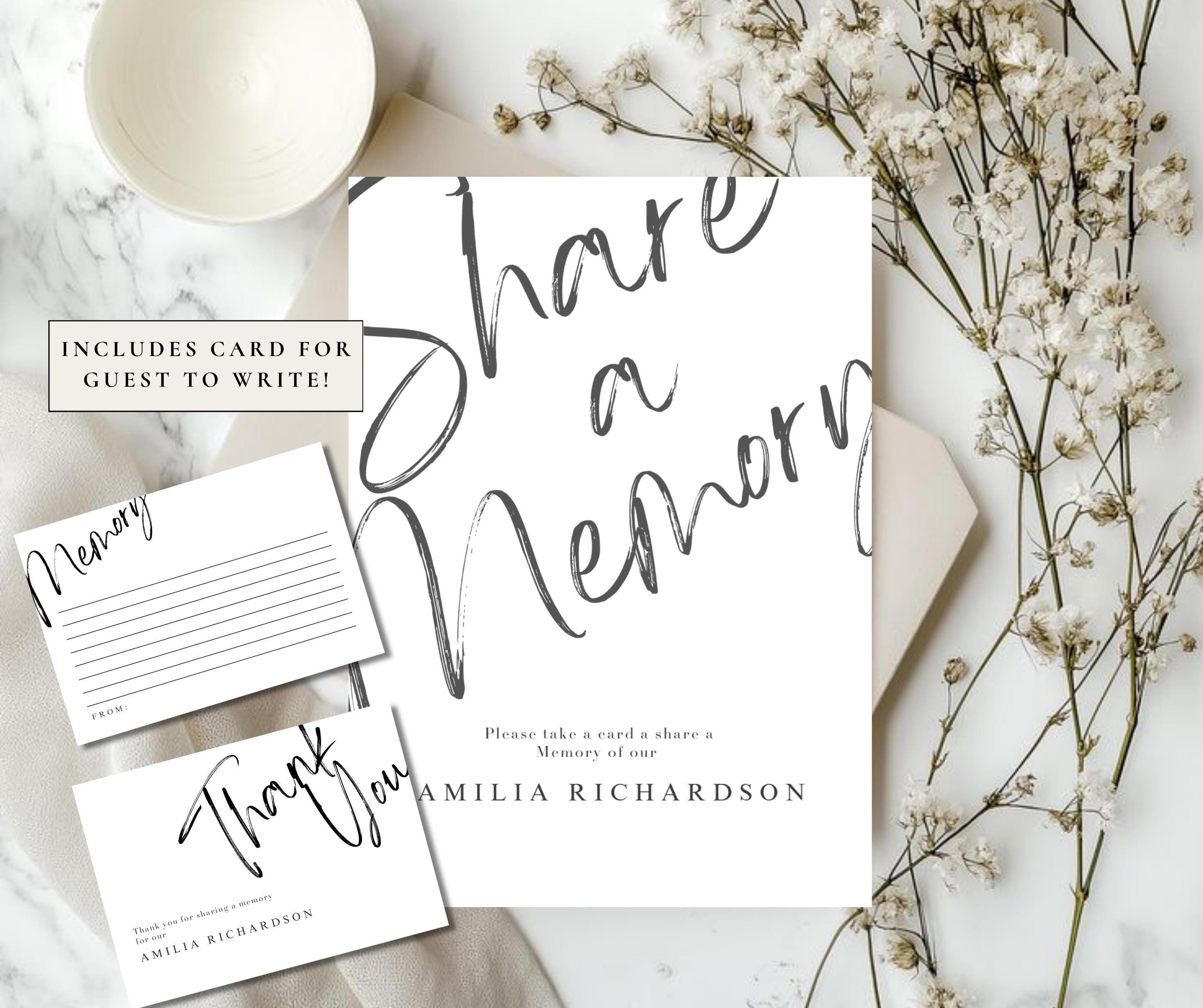 Share a Memory Sign and Card Template Favorite Memory Funeral Keepsake ...