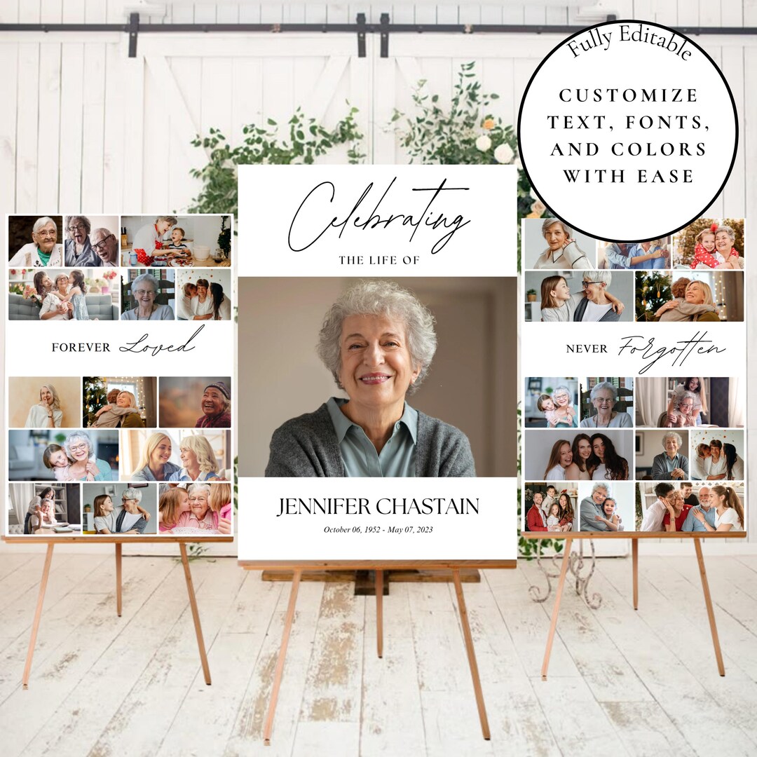 Funeral Welcome Sign Photo Collage Celebration of Life Poster Memorial ...