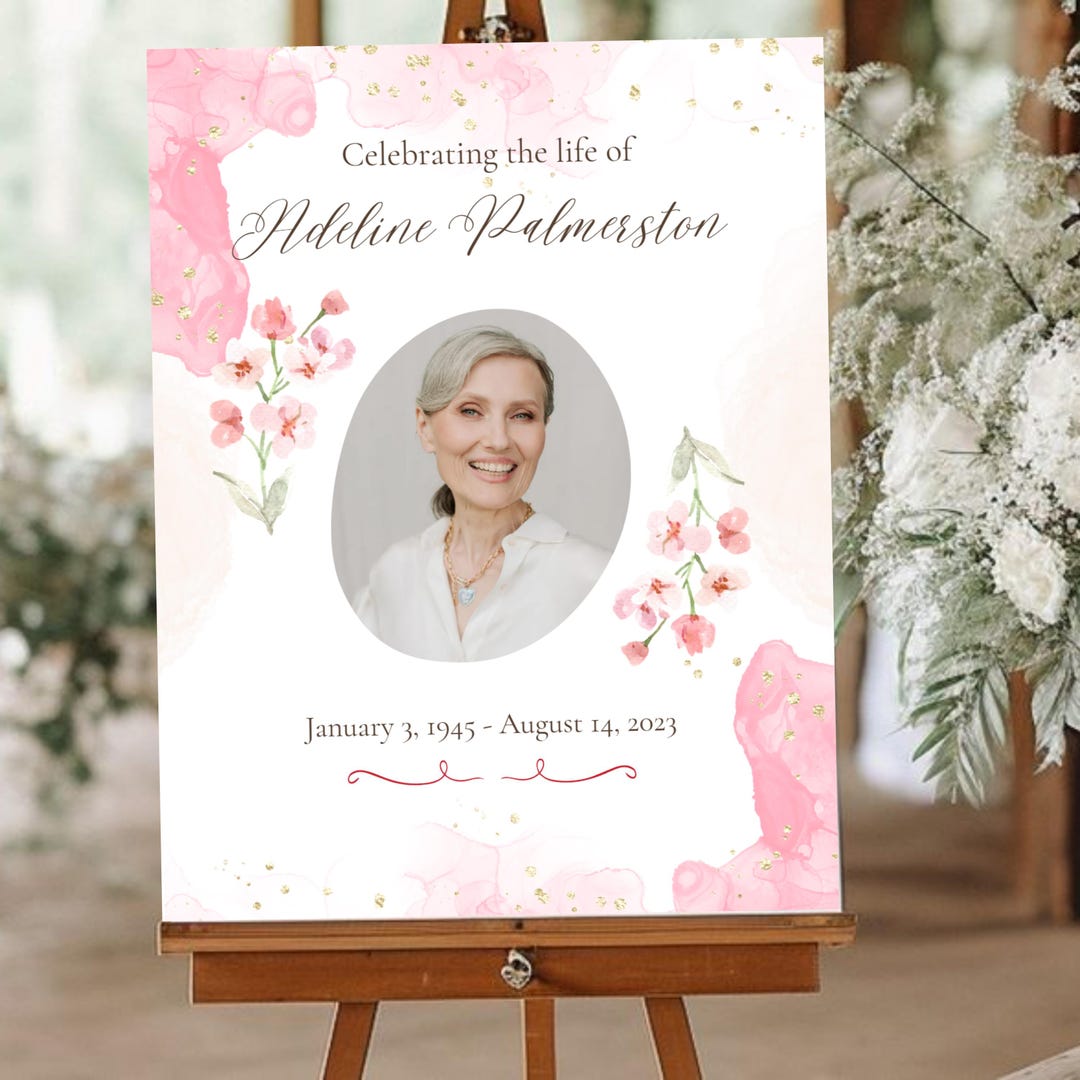 Memorial Welcome Sign Editable Celebration of Life Memorial Sign ...