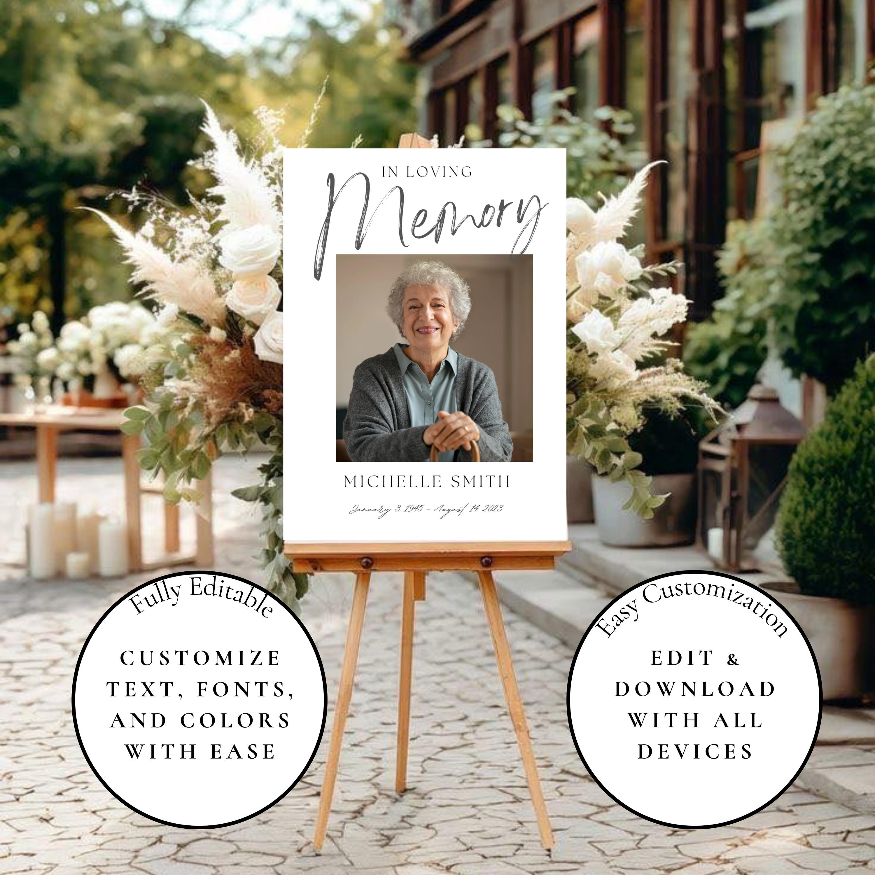 Editable Funeral Welcome Sign Celebration of Life Memorial Sign in ...