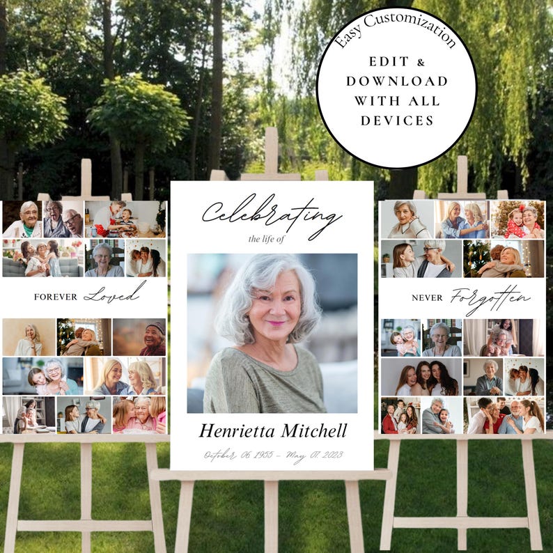 Funeral Welcome Sign Photo Collage Celebration of Life Poster Memorial ...