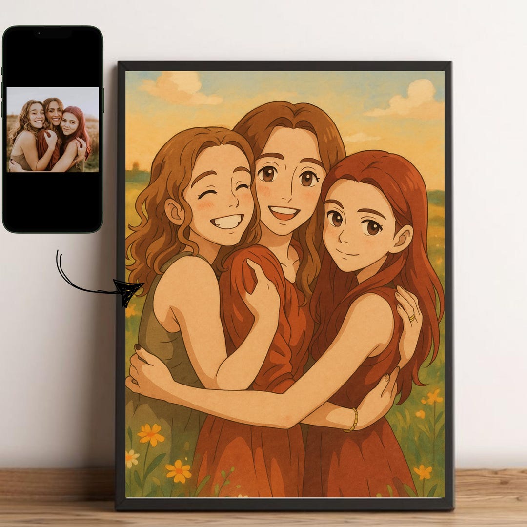 Custom Ghibli Style Portrait Poster Family Portrait Custom Anime ...