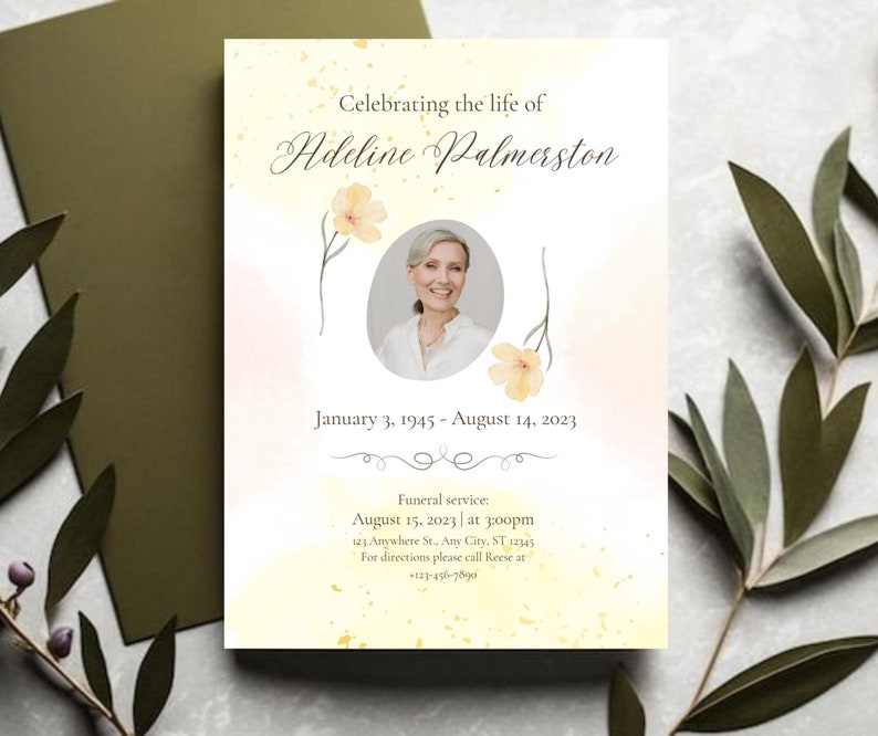 Funeral Invitation Modern Digital Template Celebration of Life Evite ...
