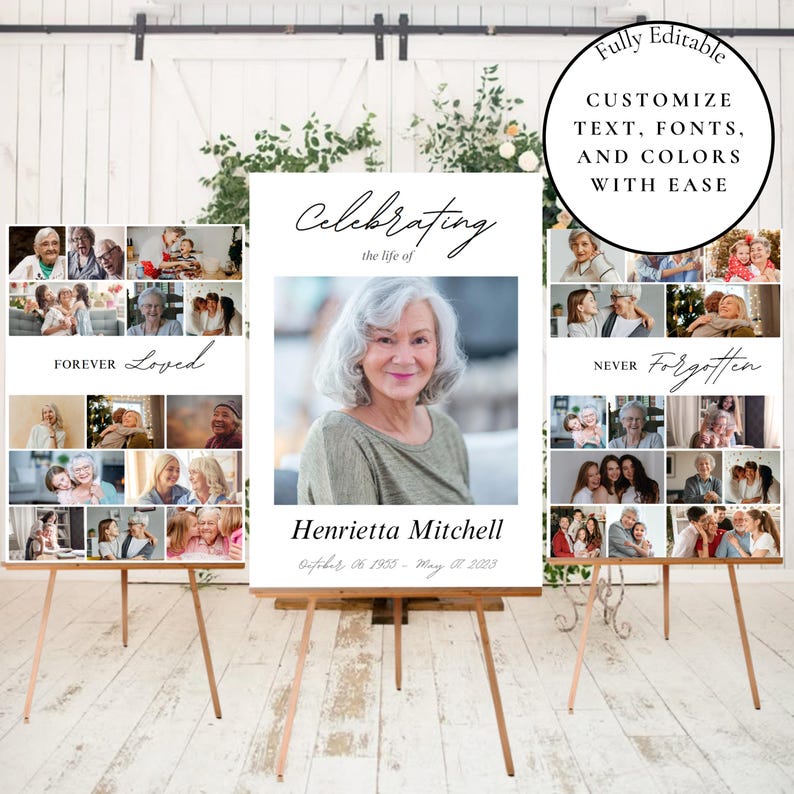 Funeral Welcome Sign Photo Collage Celebration of Life Poster Memorial ...