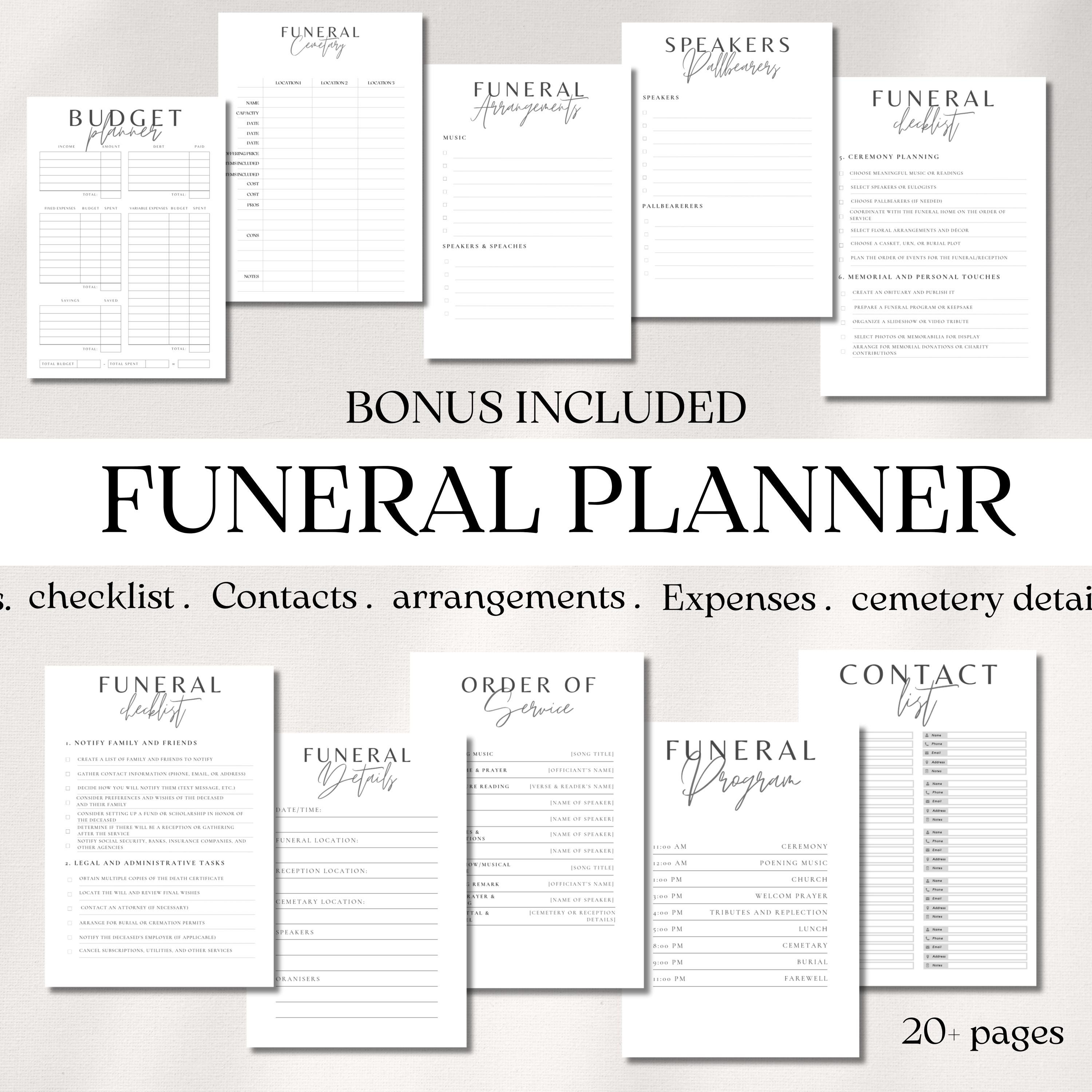 Editable Funeral Program Template Funeral Memorial Order of Service ...