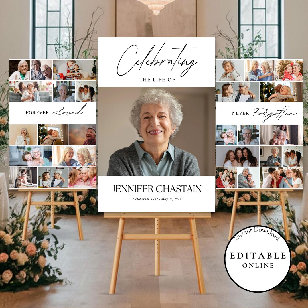 Funeral Collage Welcome Sign Photo Collage Celebration of Life Poster ...