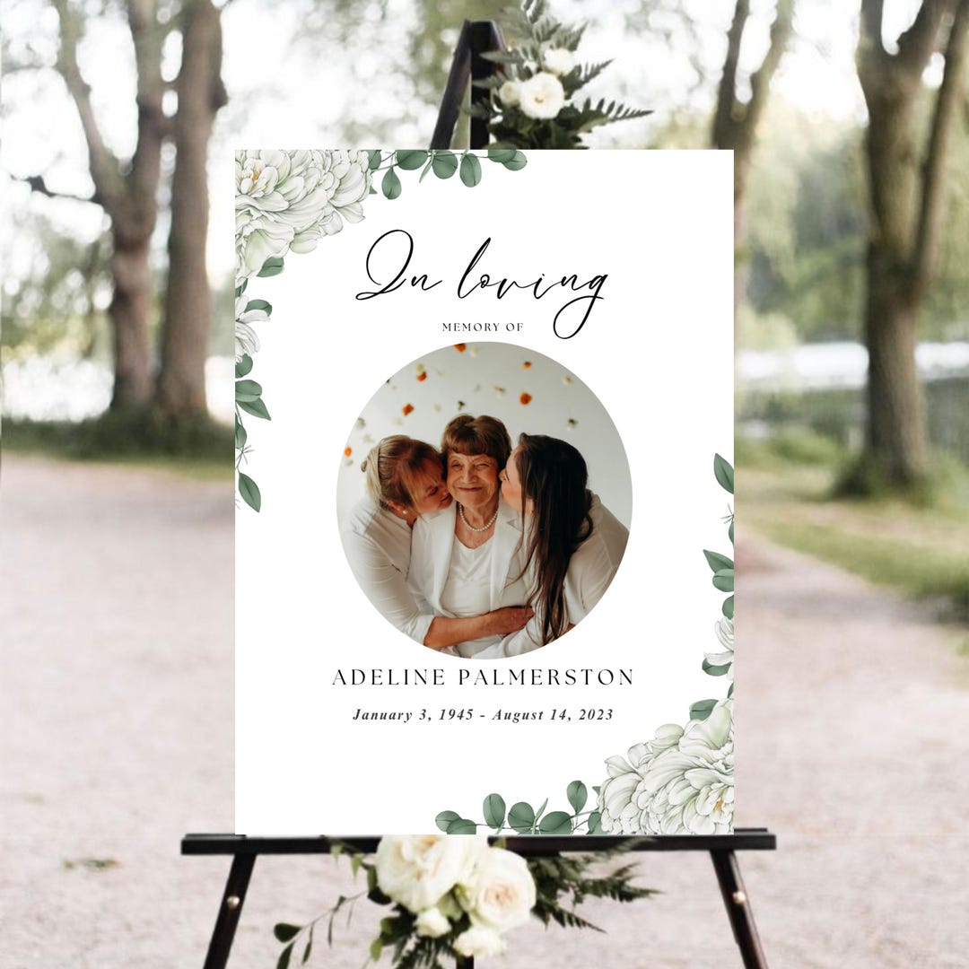 Editable Funeral Welcome Sign Celebration of Life Memorial Sign in ...