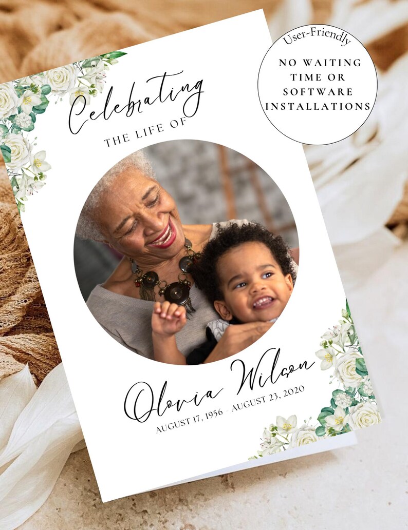 Funeral Program Template Editable Funeral Memorial Order of Service ...