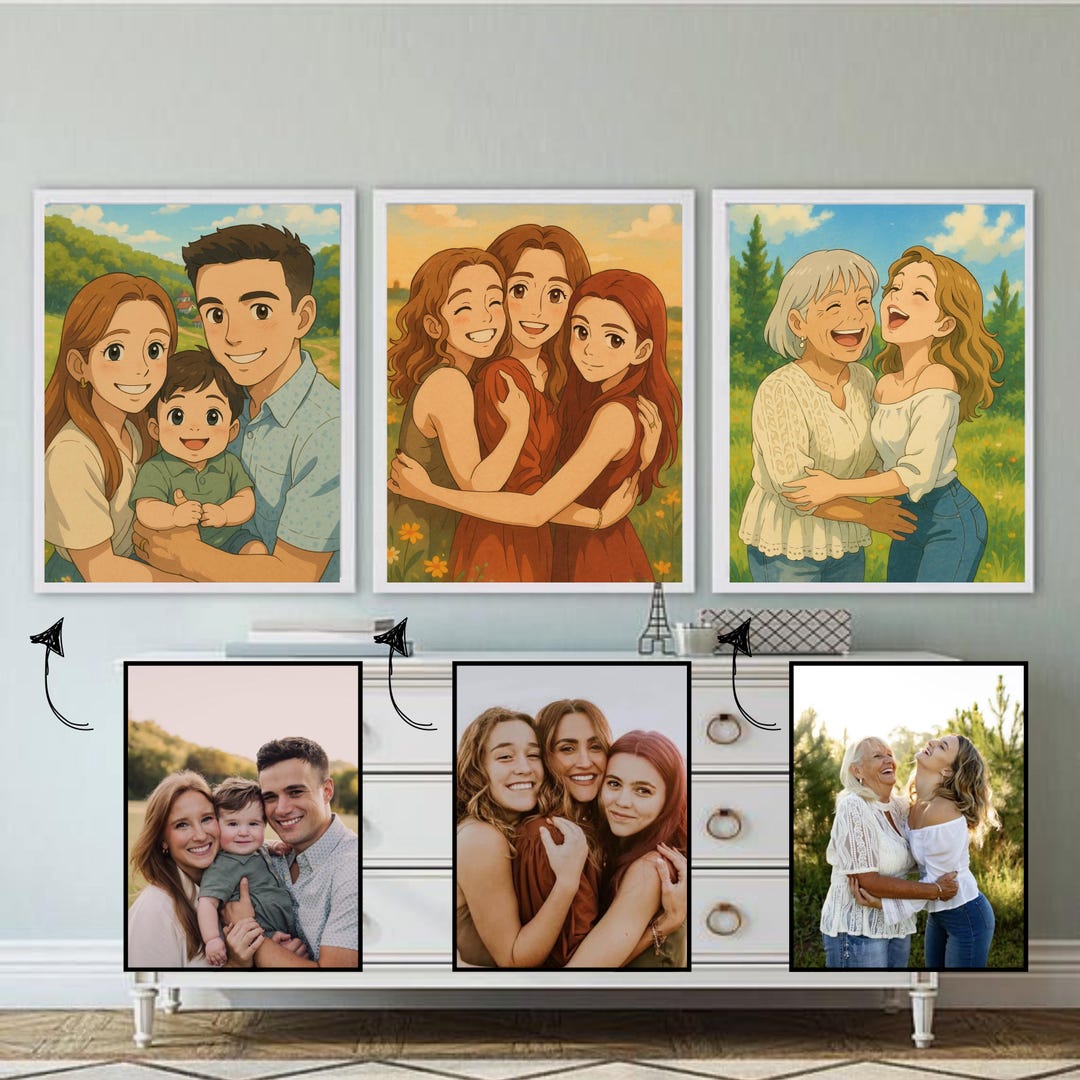 Custom Ghibli Style Portrait Poster Family Portrait Custom Anime ...