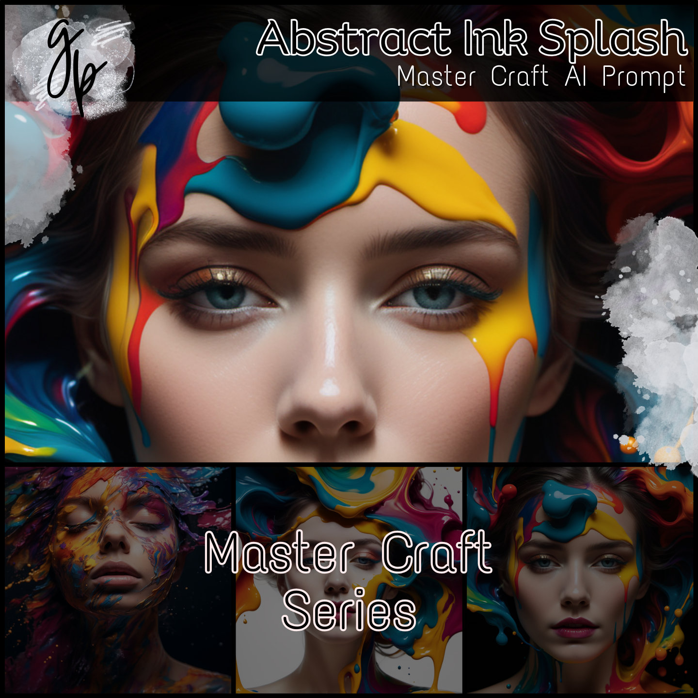 Abstract Ink Splash AI Prompt Plus 21 Sample Images - Etsy
