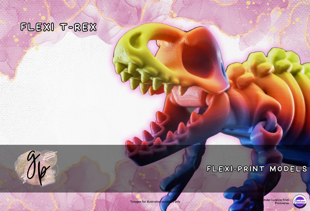 3D Printed Flexible Figures Flexi Skeleton T-rex. Fidget Toys for ...