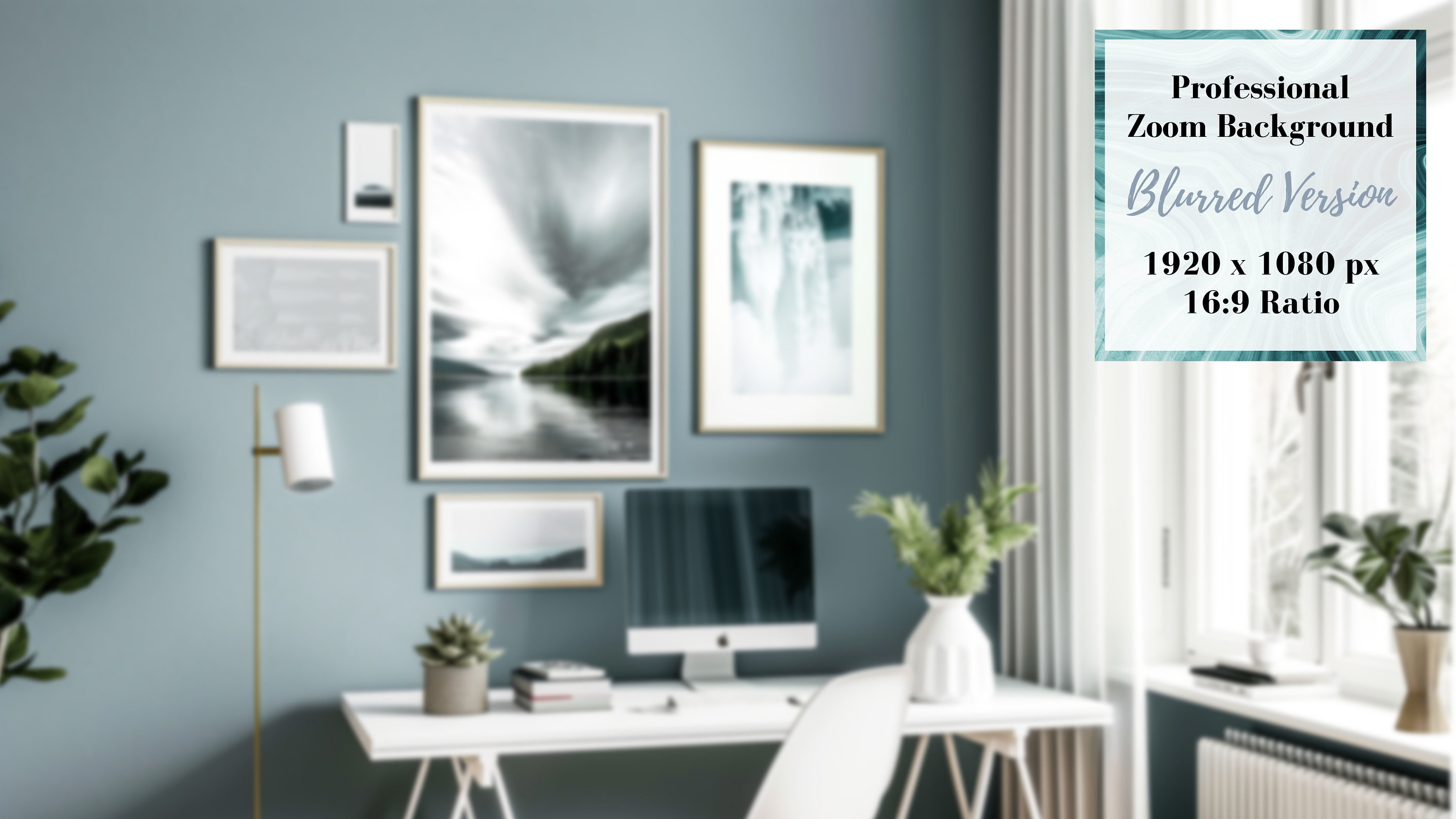Blue Modern Home Office Zoom Background (digital Download) - Etsy