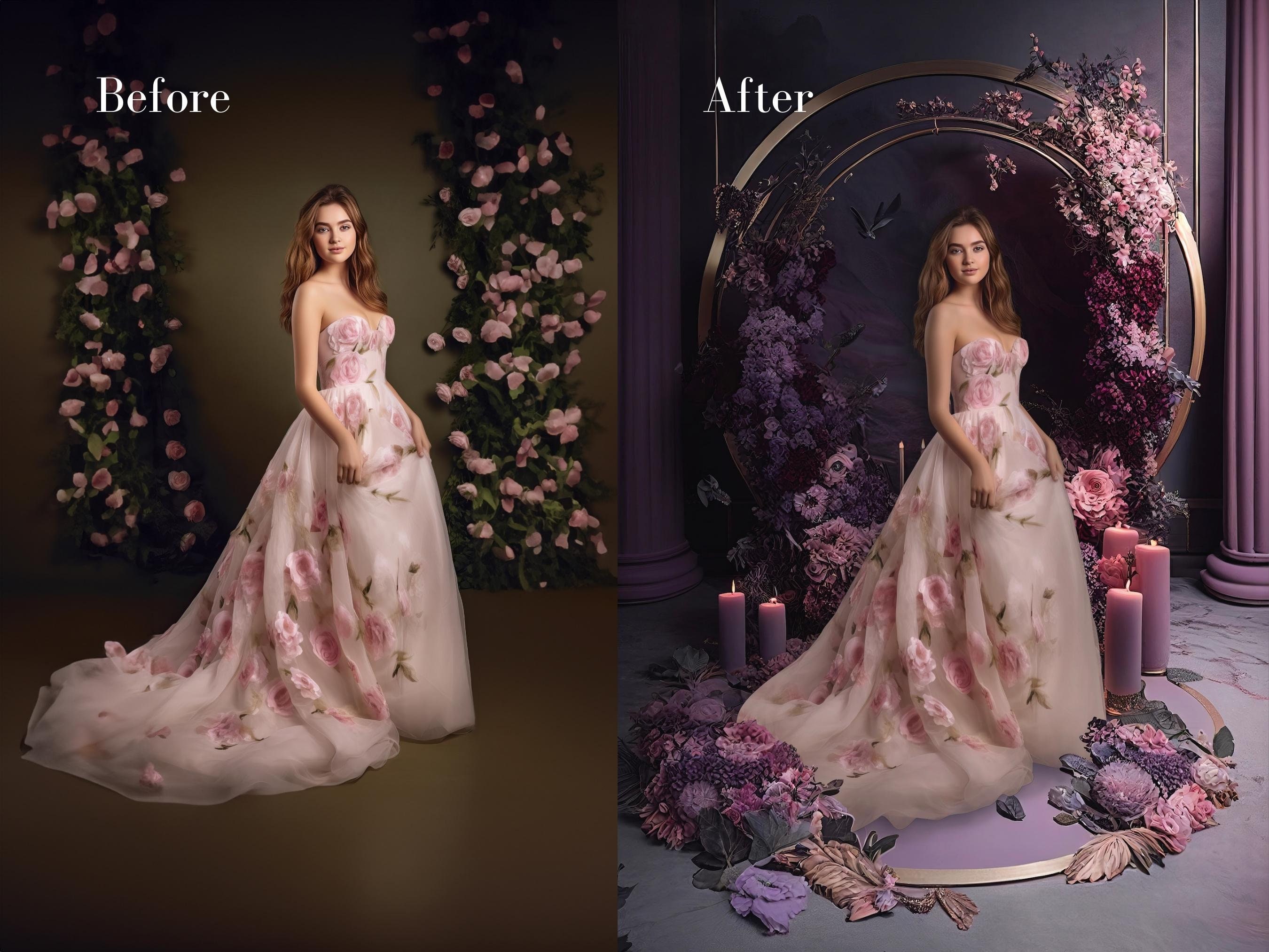 Floral Ring Backdrop Overlays Wedding Backdrop Hanging Floral Hoop ...