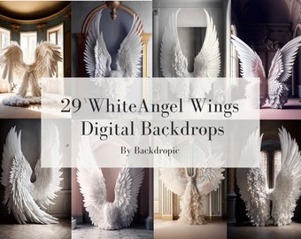 Digital Backdrops Digital Angel Wings Background Wedding Backdrop ...