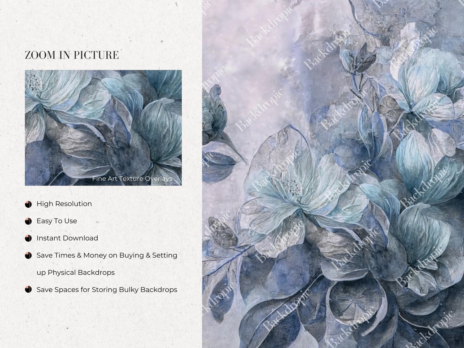 17 Blue Floral Digital Backdrop Overlays Maternity Digital Overlay ...