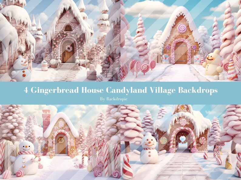 4 Christmas Backdrop Photoshop Overlays Gingerbread Digital - Etsy