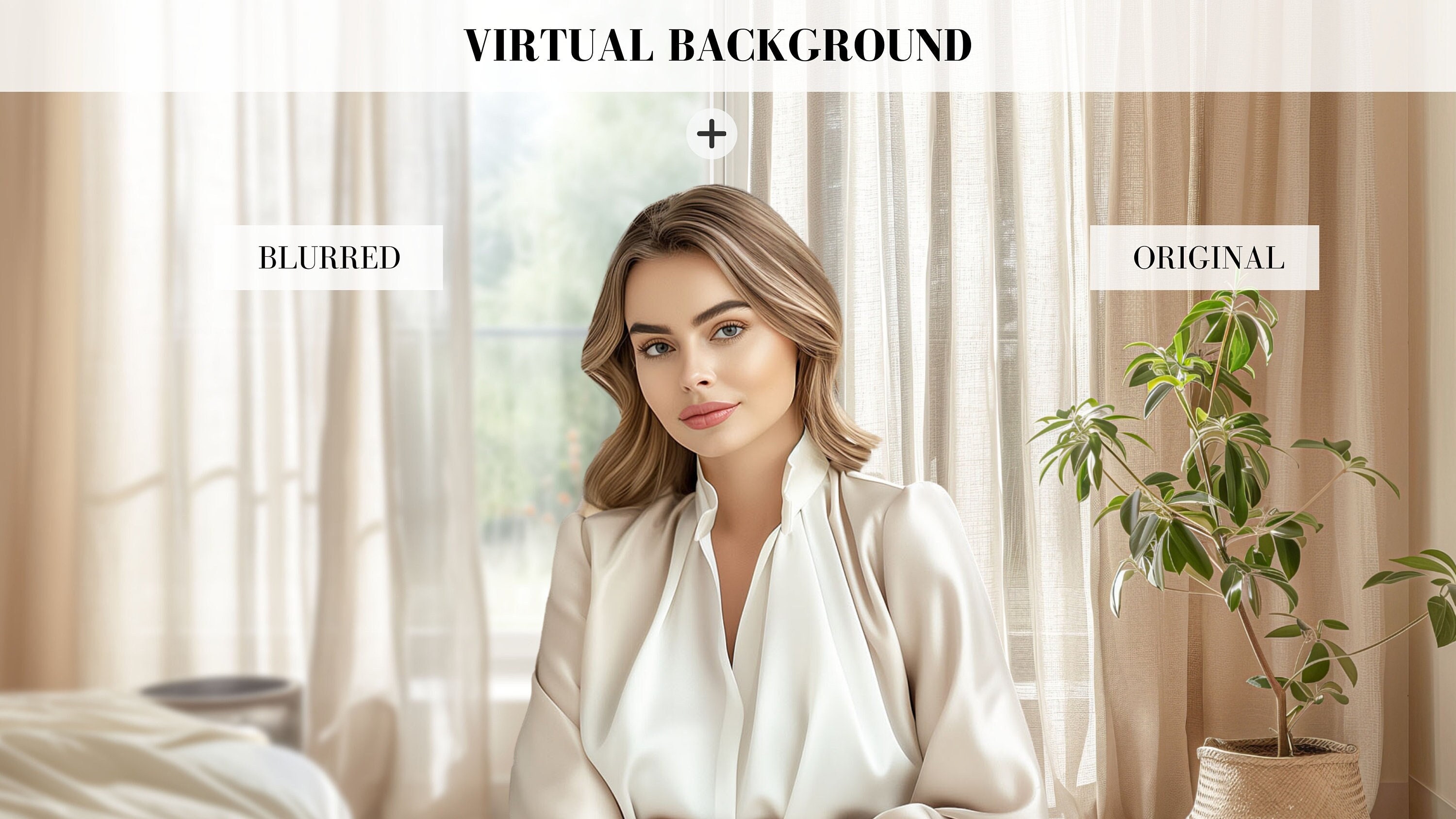 White Curtain Boho Zoom Background Office Zoom Home Office Background ...