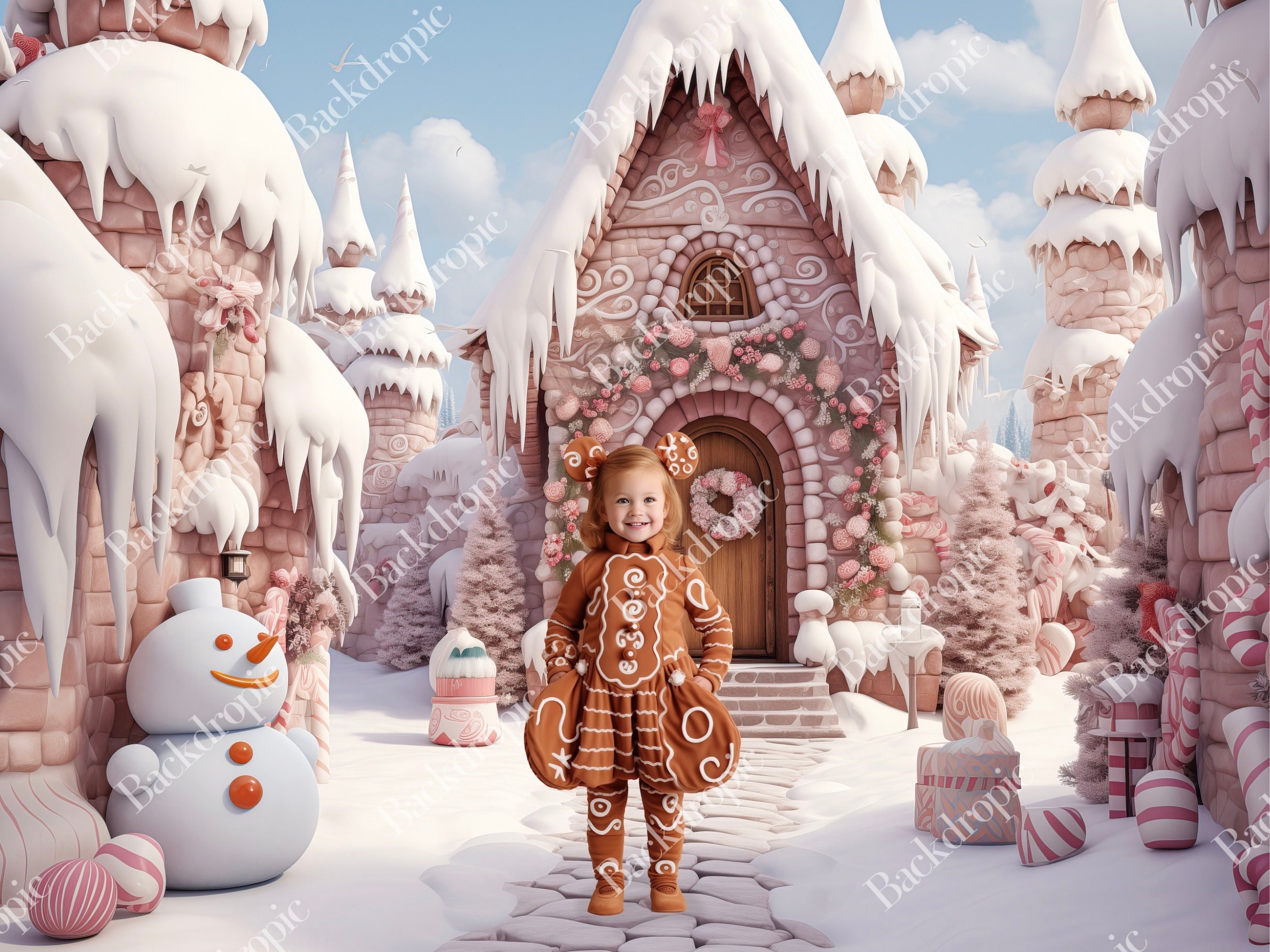4 Christmas Backdrop Photoshop Overlays Gingerbread Digital - Etsy