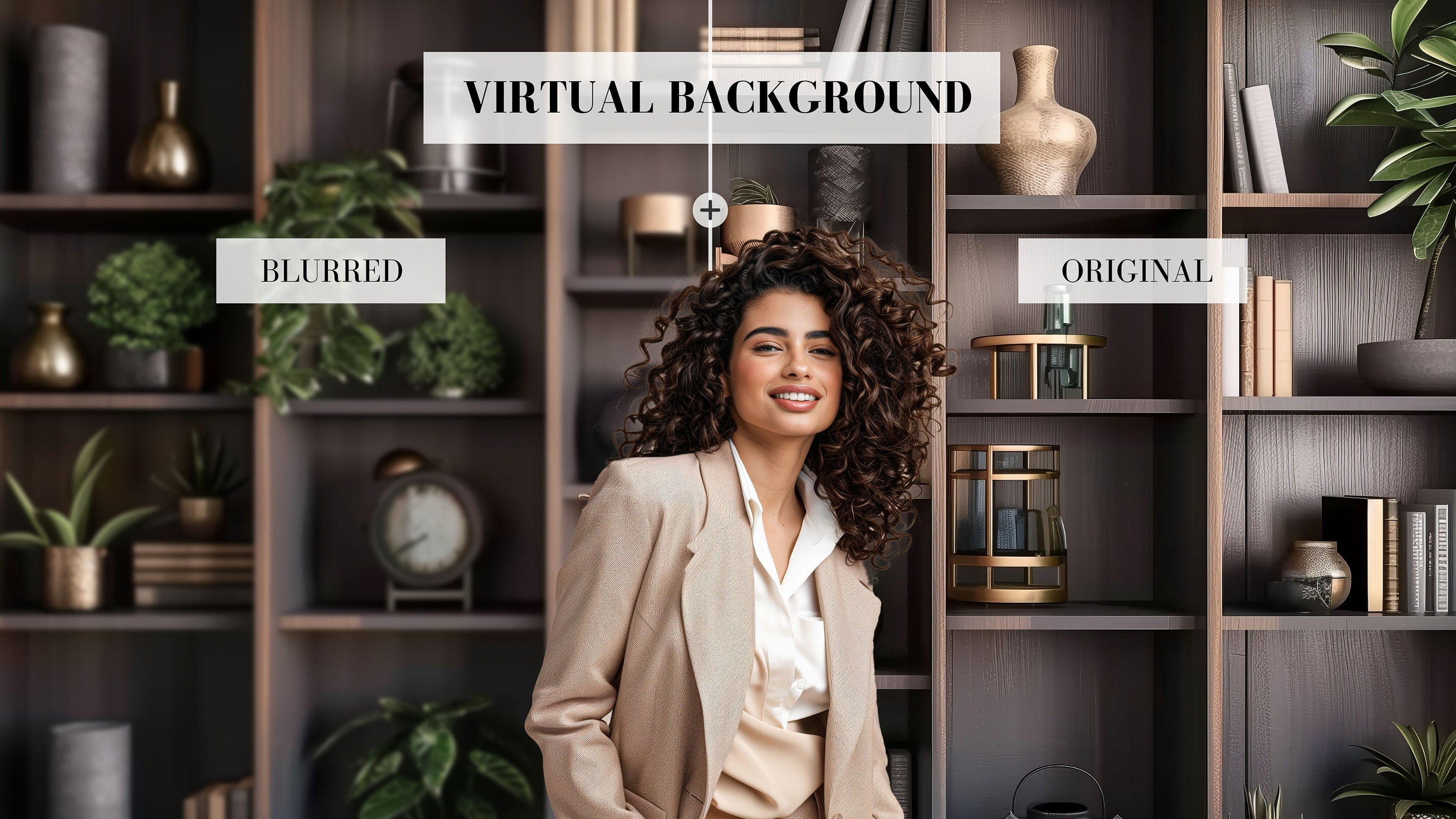 Zoom Background Blurred Gold Brown Virtual Office Background Home ...