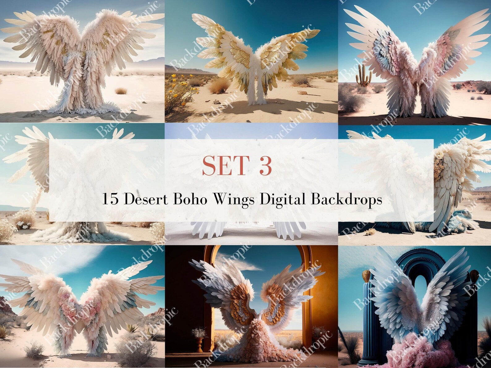 Digital Backdrops Digital Angel Wings Background Wedding Backdrop ...