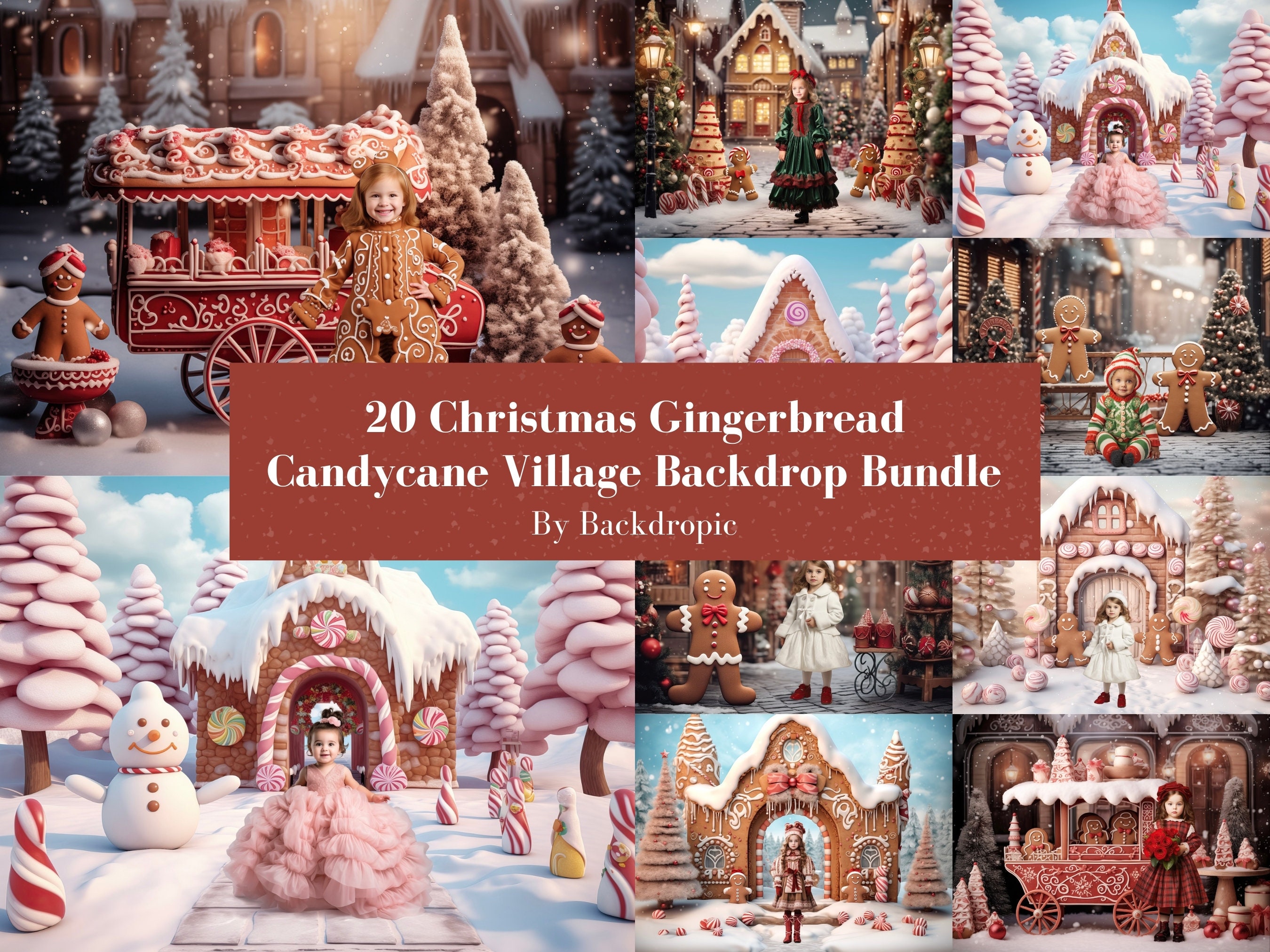 20 Christmas Backdrop Photoshop Overlays Gingerbread Digital - Etsy