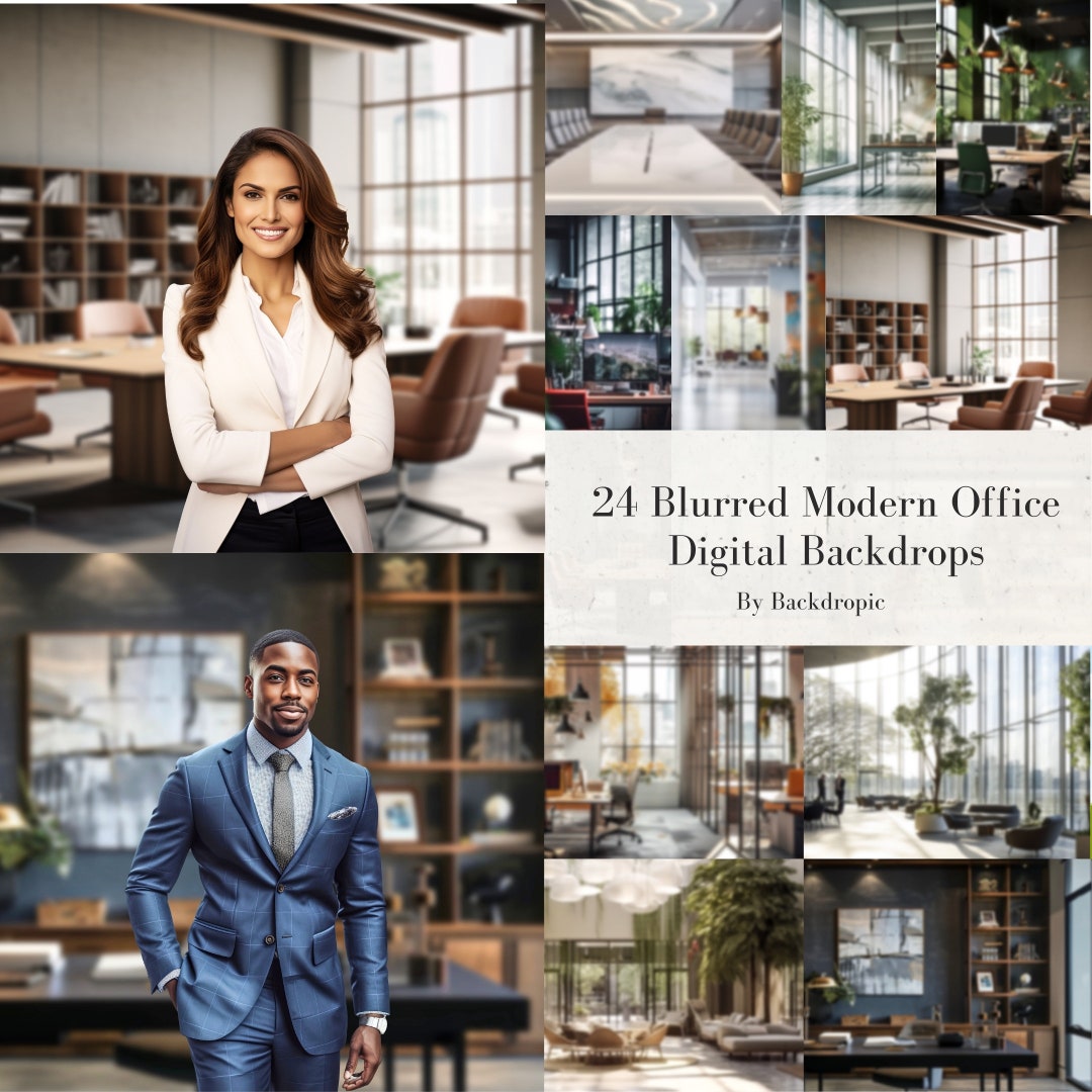 24 Soft Focus Modern Office Digital Backdrop - Blurred Professional ...